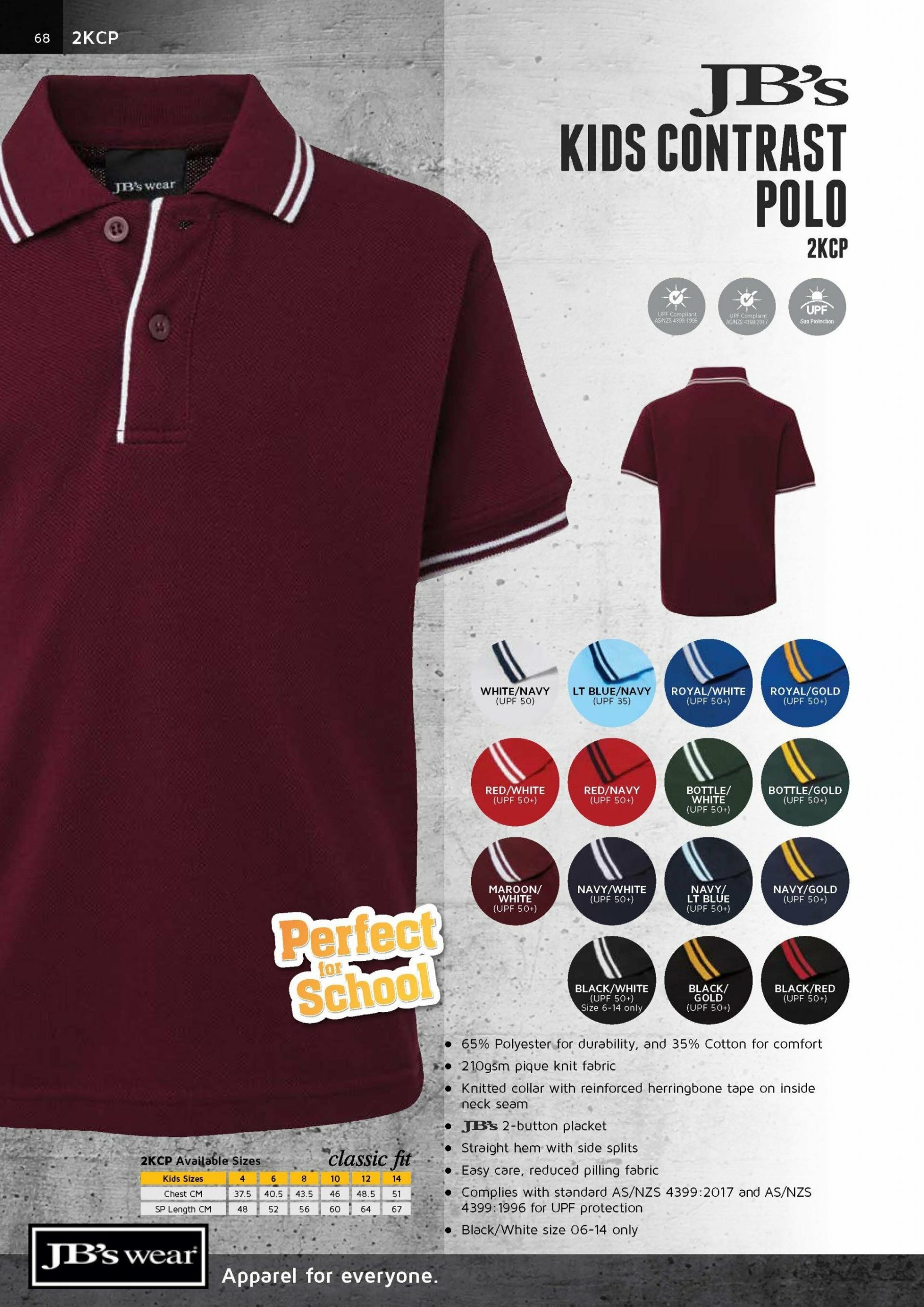 JB’s Kids Contrast Polo - Ballarat Embroidery Team & Workwear